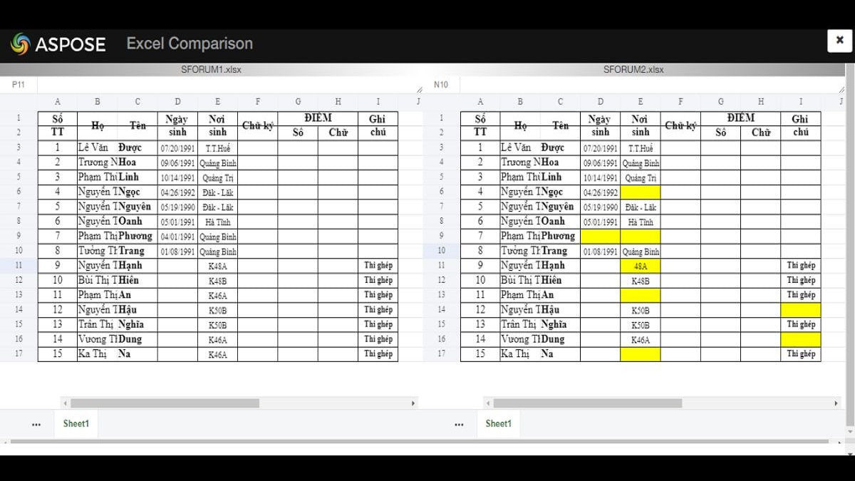 7 cách so sánh 2 file Excel tìm dữ liệu trùng lặp nhanh nhất
